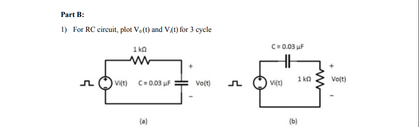 Solved 1 For Rc Circuit Plot V0t And Vit For 3 Cycle 