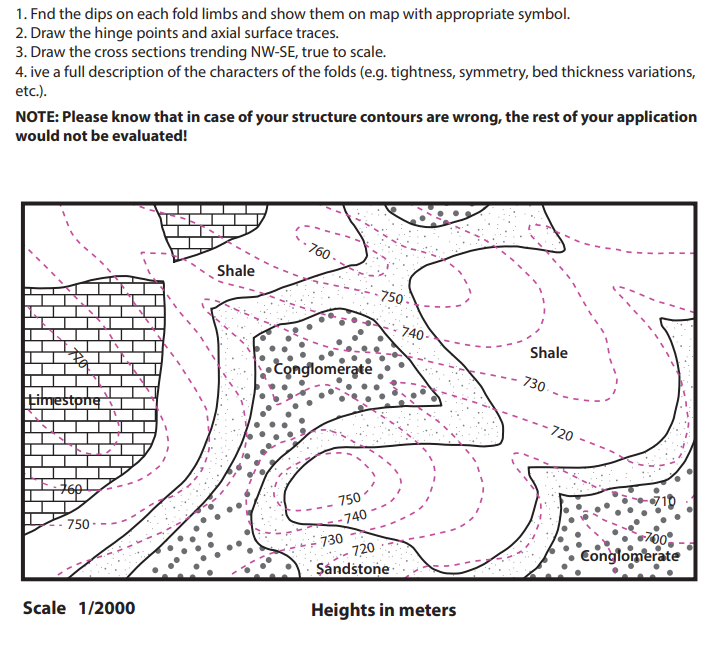 1. Fnd the dips on each fold limbs and show them on | Chegg.com