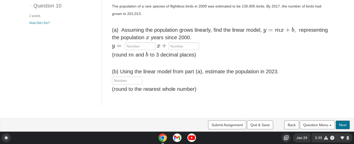 Solved The population of a rare species of flightless birds | Chegg.com