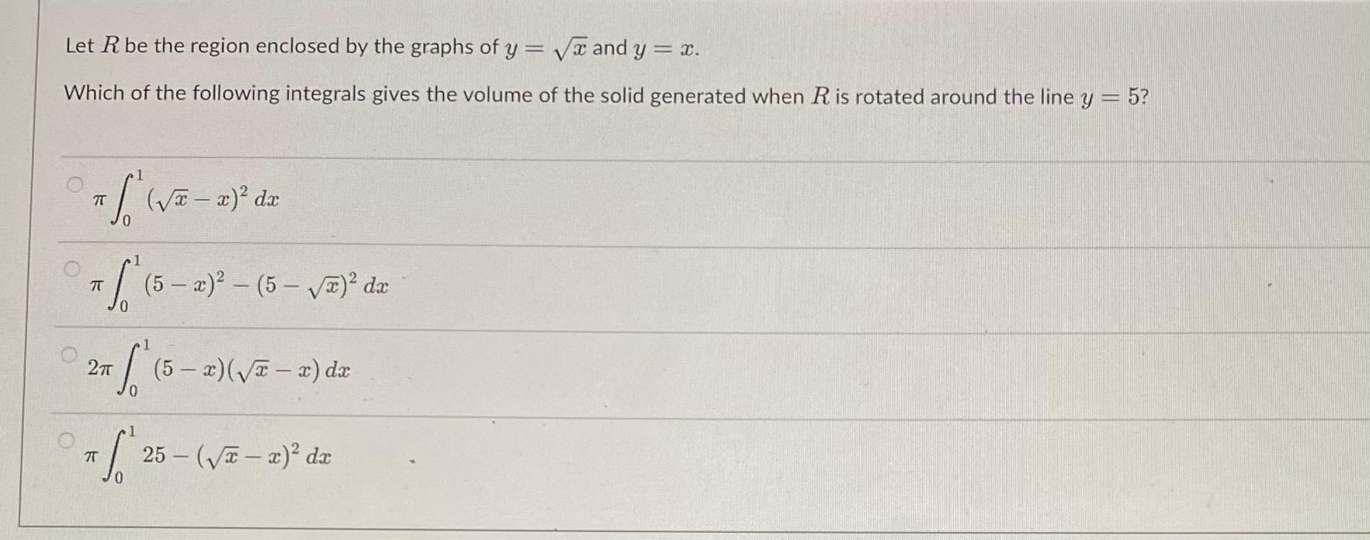Solved Let R be the region enclosed by the graphs of y=x and | Chegg.com
