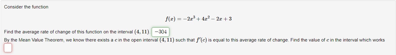 Solved Consider the function f(x)=-2x^3+4x^2-2x+3 Find the | Chegg.com