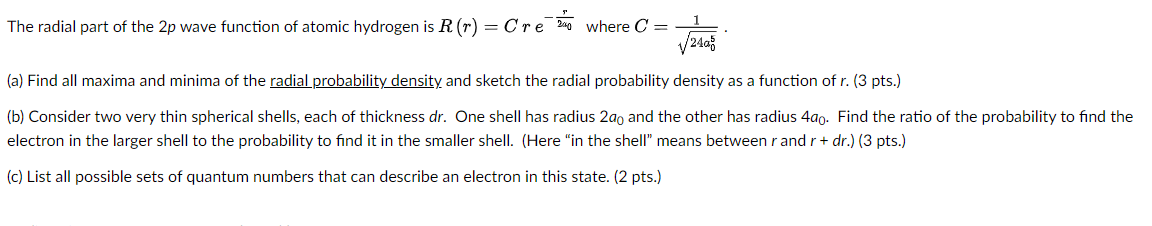 The radial part of the 2p wave function of atomic | Chegg.com