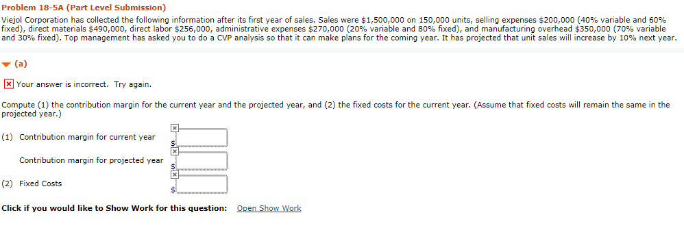 Solved Problem 18-5A (Part Level Submission) Viejo! | Chegg.com