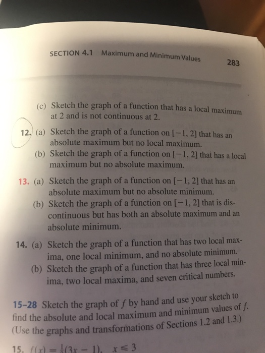 Solved SECTION 4.1 Maximum and Minimum Values 283 c) Sketch | Chegg.com
