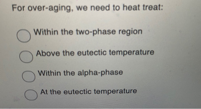 Solved For over-aging, we need to heat treat: Within the | Chegg.com