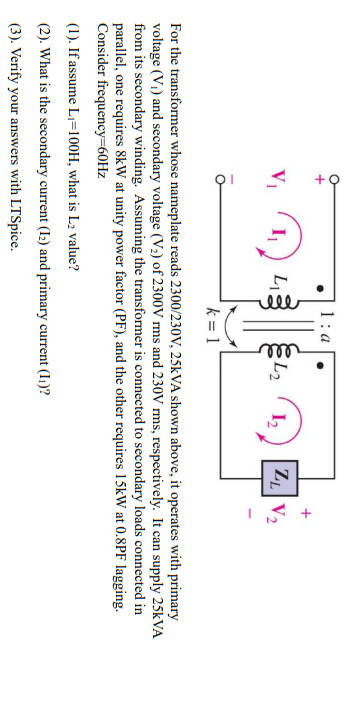 Solved For the transformer whose nameplate reads 2300/230V, | Chegg.com