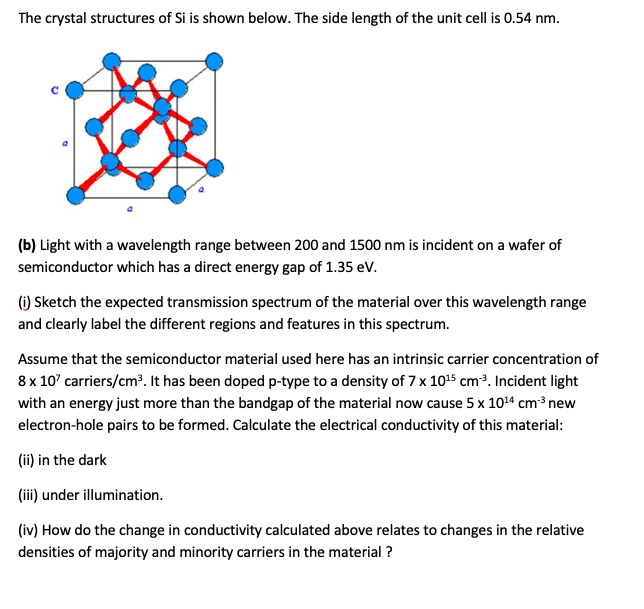 The crystal structures of Si is shown below. The side | Chegg.com