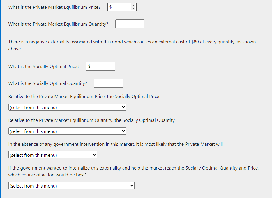 Comparing Private and Socially Optimal Outcomes with | Chegg.com