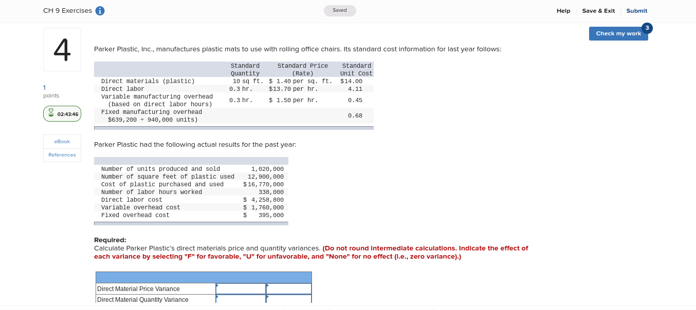 Solved CH 9 Exercises i Saved Help Save & Exit Submit Check | Chegg.com