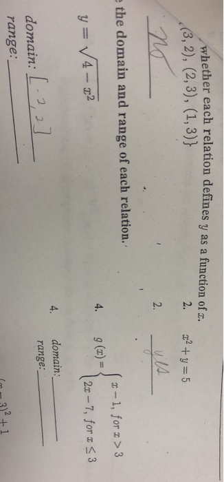 Solved hether each relation defines y as a function of a. x2 | Chegg.com