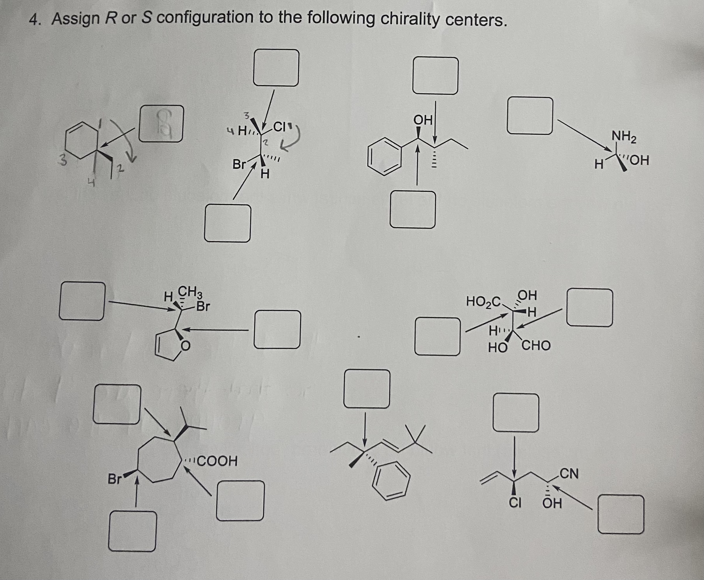 Solved 4. Assign R or S configuration to the following | Chegg.com