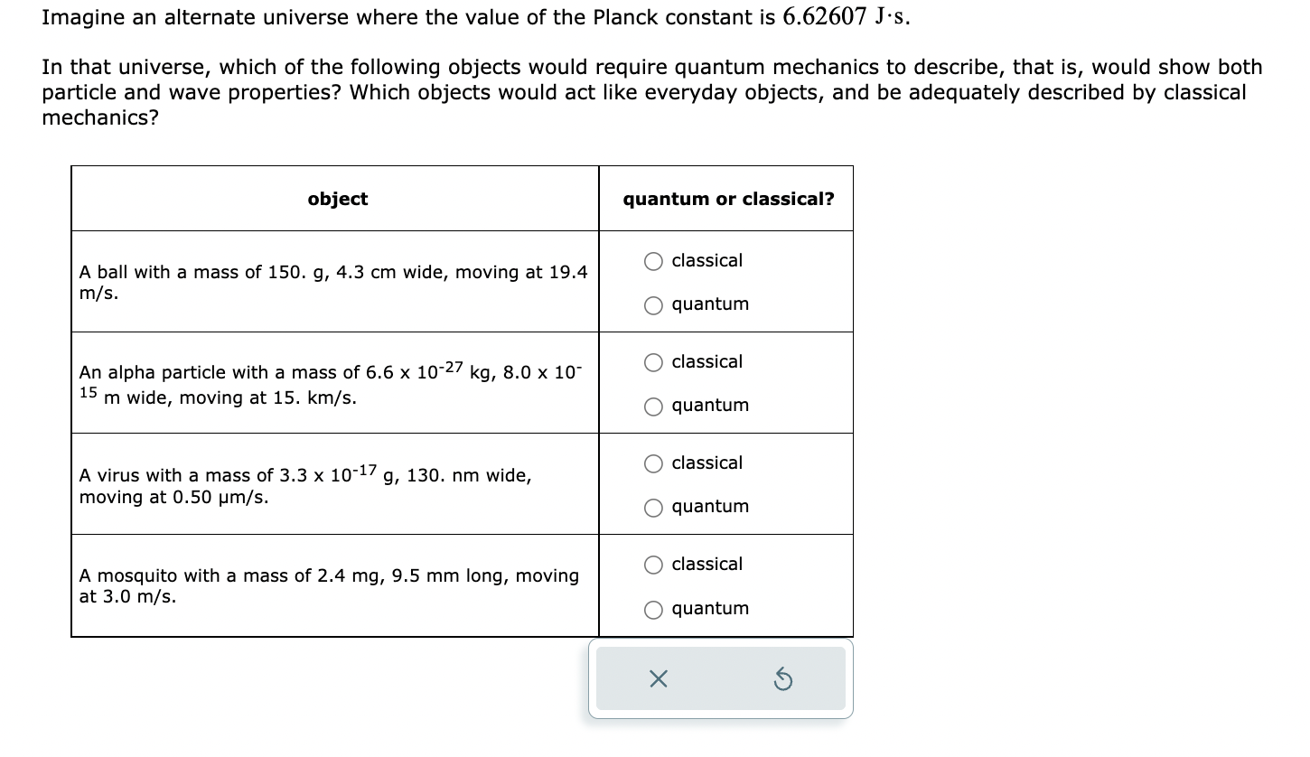 Solved Imagine an alternate universe where the value of the | Chegg.com