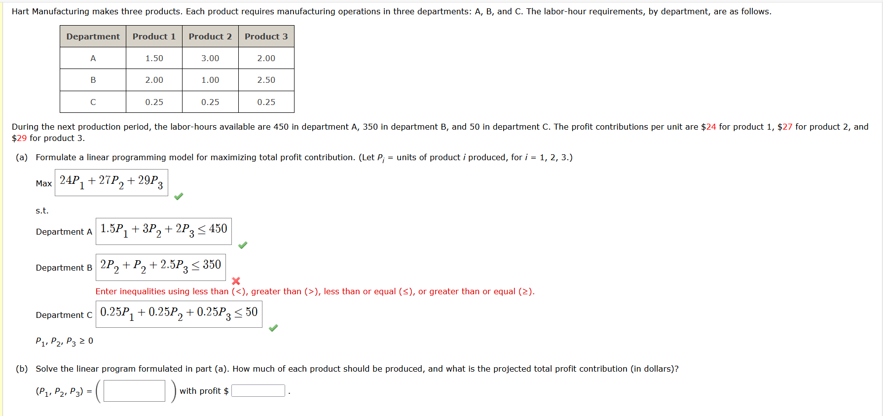 Solved $29 for product 3. (a) Formulate a linear programming | Chegg.com