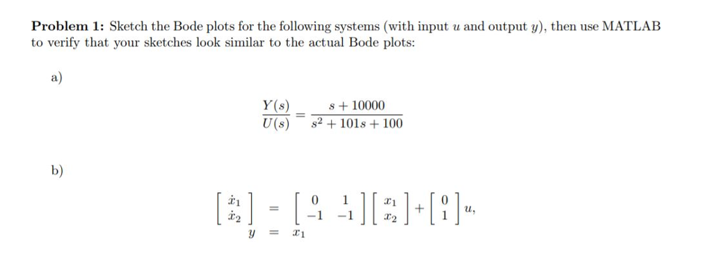 Solved Problem 1: Sketch the Bode plots for the following | Chegg.com