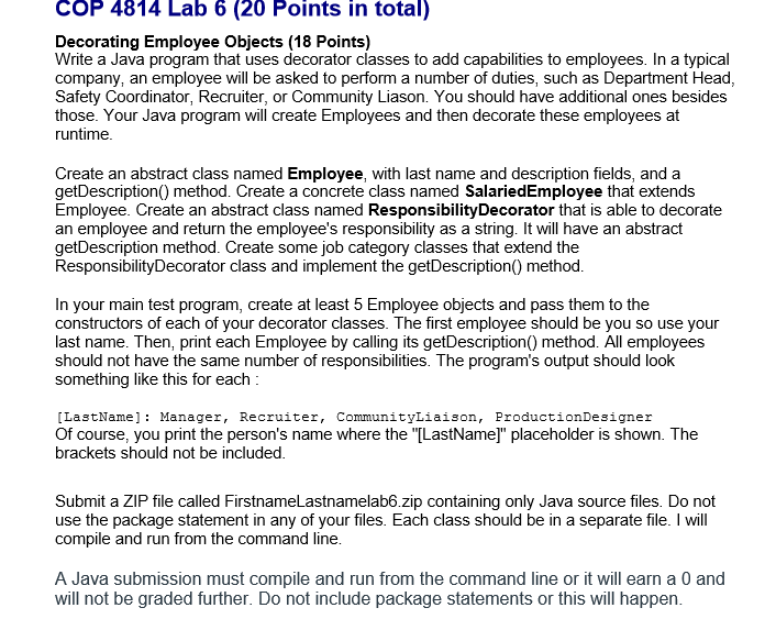 Solved COP 4814 Lab 6 (20 Points in total) ects (18 Points) | Chegg.com