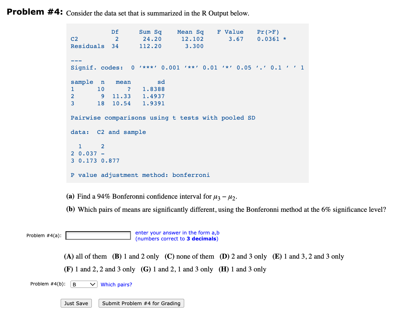 Solved Problem \#4: Consider the data set that is summarized | Chegg.com