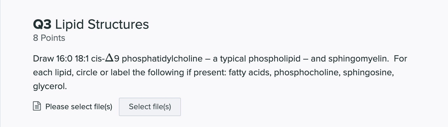 Solved Q3 Lipid Structures 8 Points Draw 16:0 18:1 cis-A9 | Chegg.com