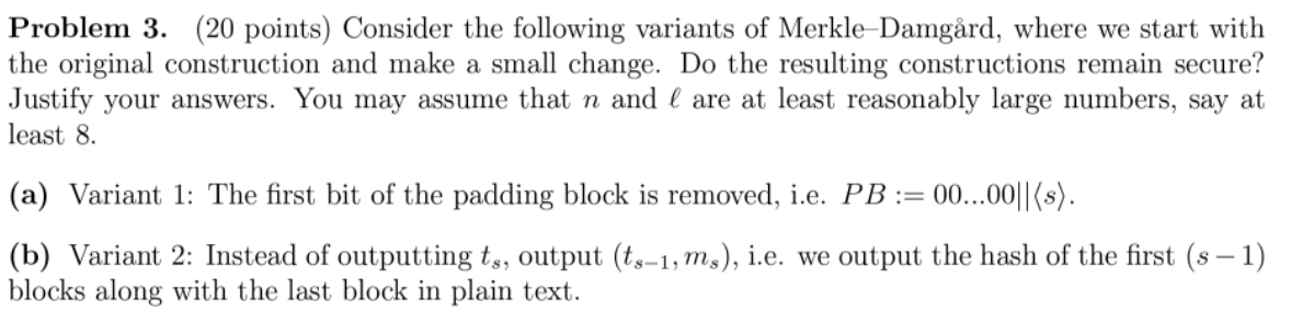 Problem 3. (20 points) Consider the following | Chegg.com