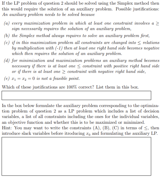 If the LP problem of question 2 should be solved | Chegg.com