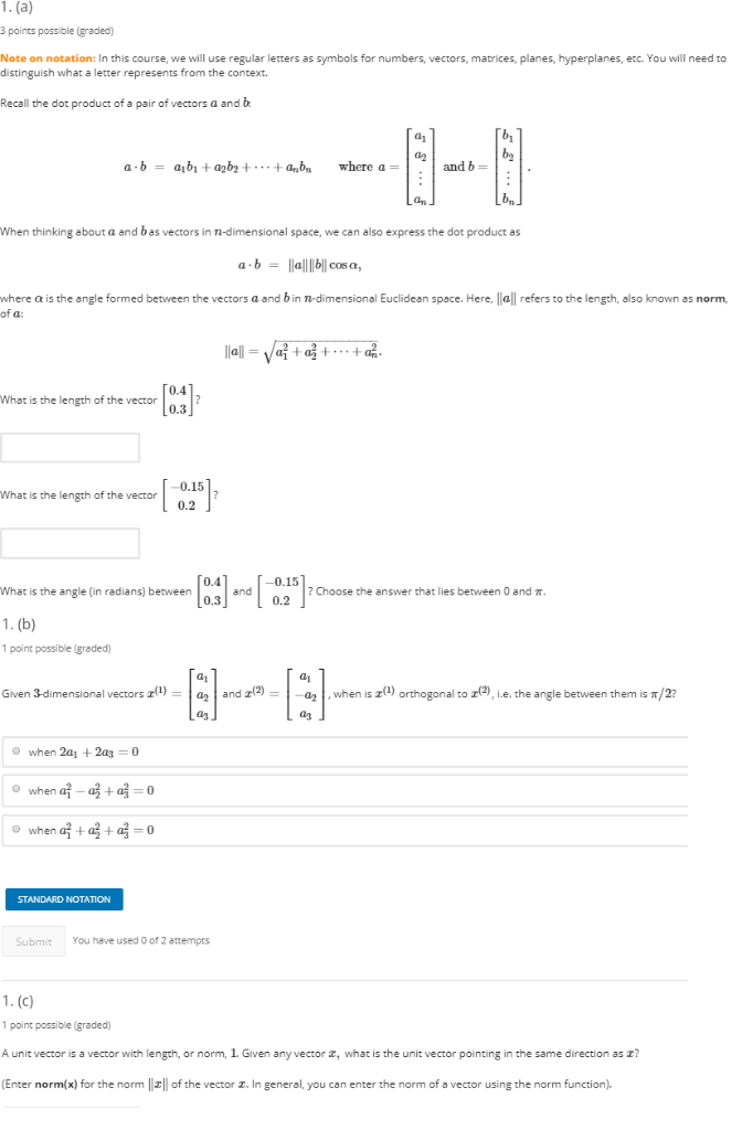 Solved 1. (a) 3 points possible (graded) Note on notation: | Chegg.com
