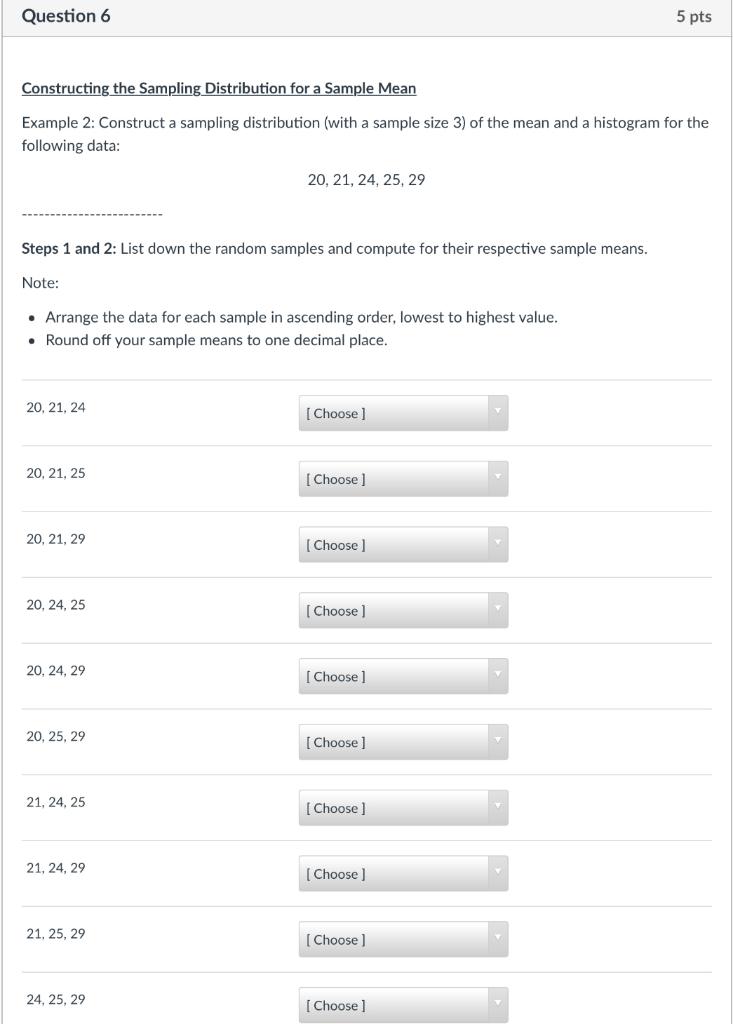 Solved Question 5 2 pts Constructing the Sampling | Chegg.com