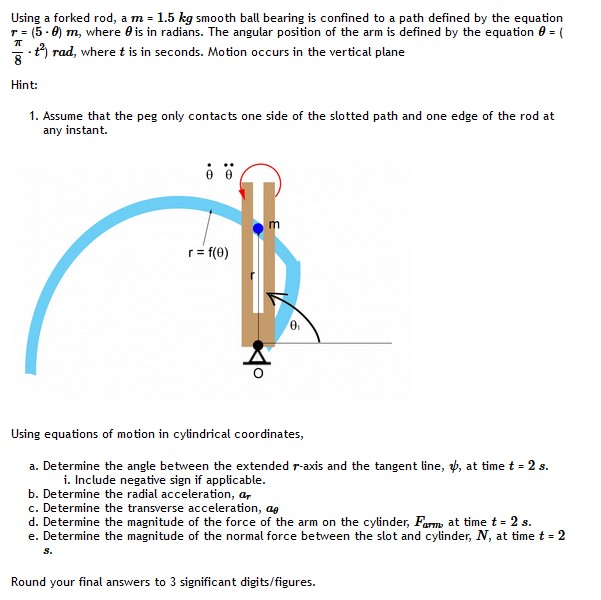Solved Using a forked rod, a m=1.5 kg smooth ball bearing is | Chegg.com