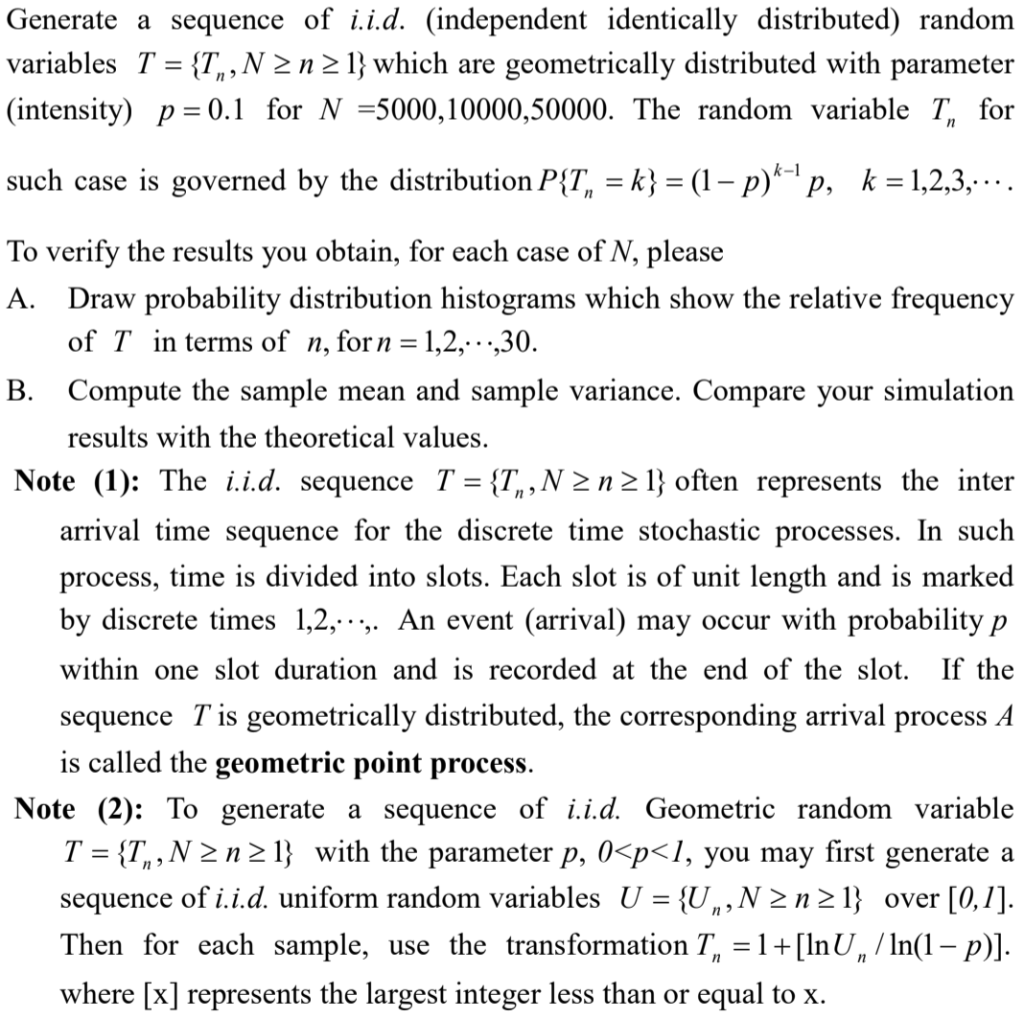Generate a sequence of i.i.d. (independent | Chegg.com