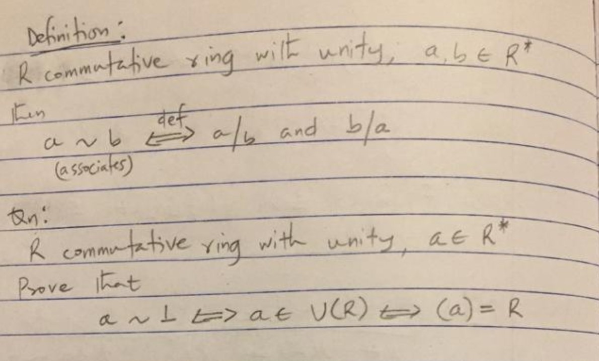 Solved Definition: k commutative ring with unity, a, bert | Chegg.com
