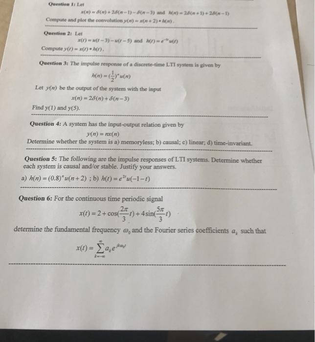 Solved I started studying signals and systems. Could you | Chegg.com
