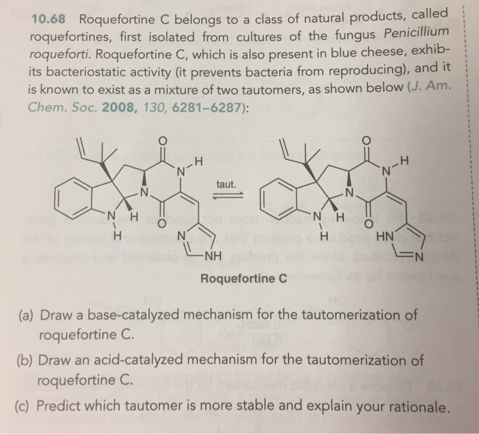 Solved Roquefortine C belongs to a class of natural | Chegg.com