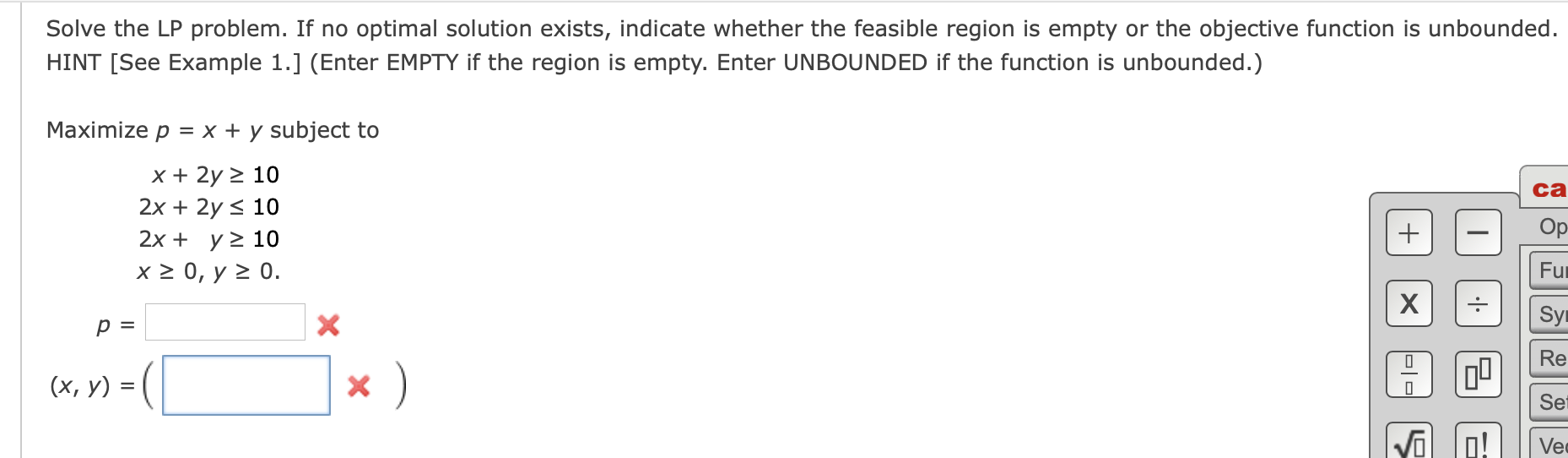 Solved Solve the LP problem. If no optimal solution exists, | Chegg.com