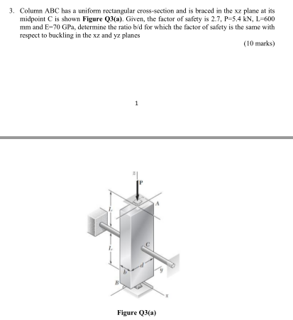 Solved 3. Column ABC has a uniform rectangular cross-section | Chegg.com