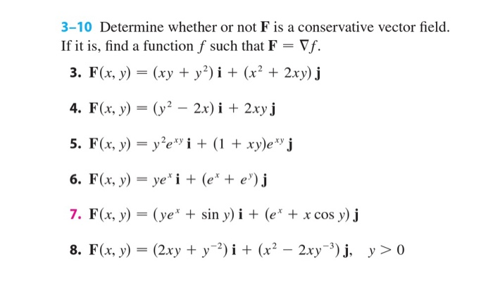 Solved 3-10 Determine whether or not F is a conservative | Chegg.com