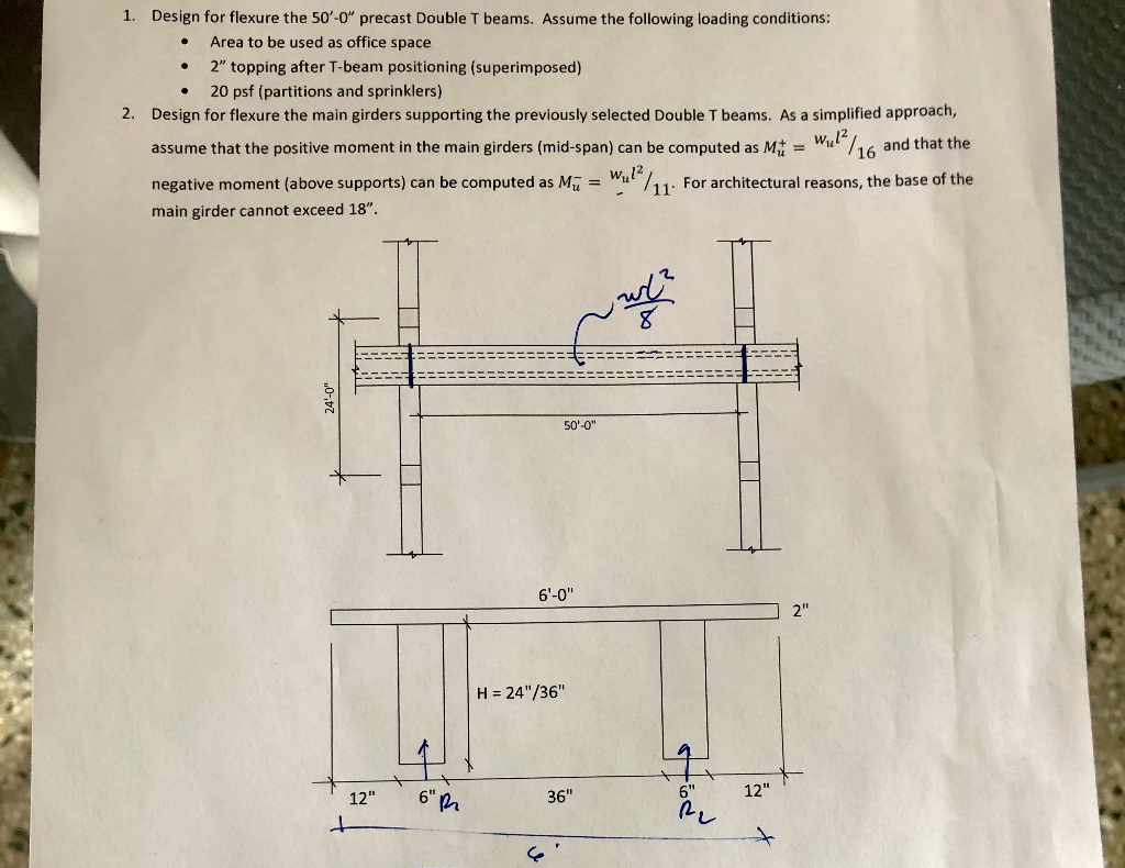 Solved 1. Design for flexure the 50'-0" precast Double T | Chegg.com