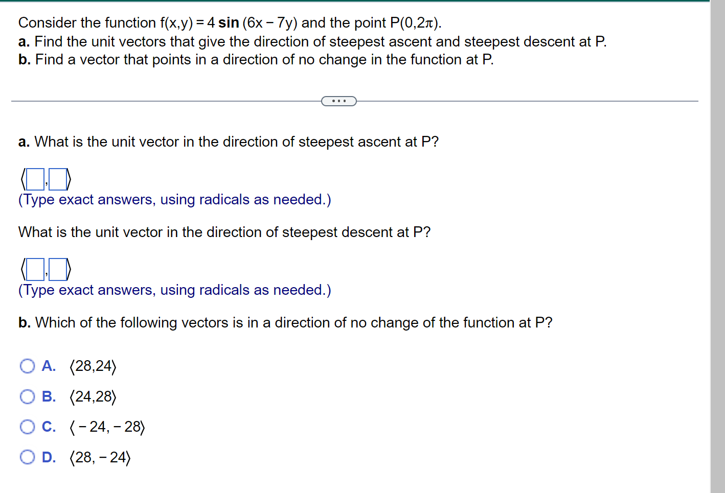 Solved Consider the function f(x,y)=4sin(6x−7y) and the | Chegg.com