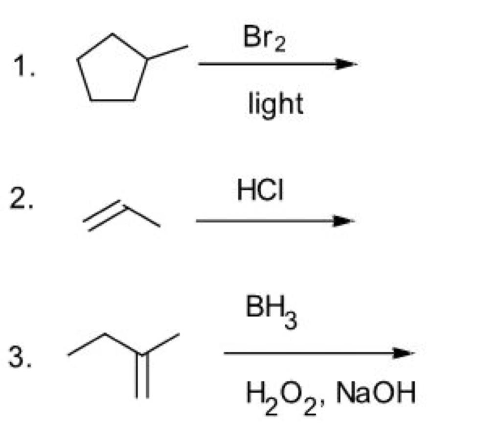 Solved Br2 1. light 2. HCI BH; 3. H2O2, NaOH | Chegg.com