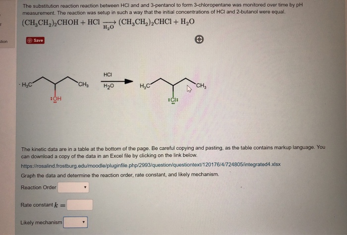 Solved The substitution reaction reaction between HCl and | Chegg.com