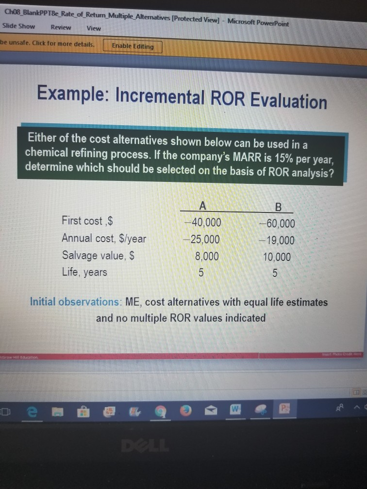 Solved Cho8_BlankPPT8e_Rate_of_Return_Multiple_Alternatives | Chegg.com