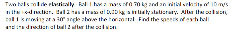Solved Two balls collide elastically. Ball 1 has a mass of | Chegg.com
