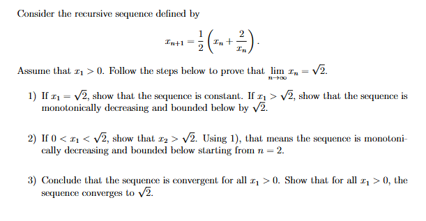 Solved Consider the recursive sequence defined | Chegg.com