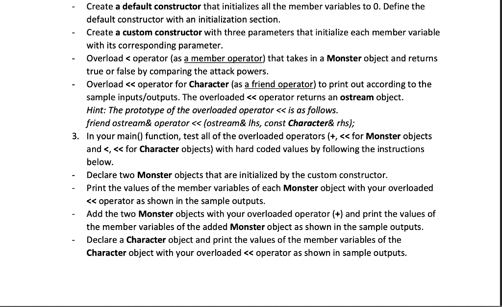 Solved 1 Create A Class Called Monster As Follows Set Up 