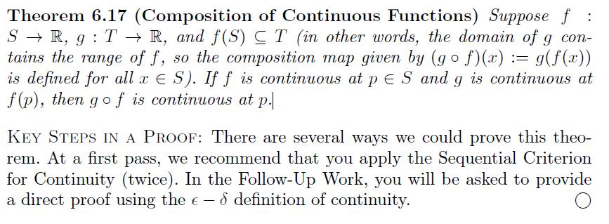 Solved Theorem 6.17 (Composition of Continuous Functions) | Chegg.com