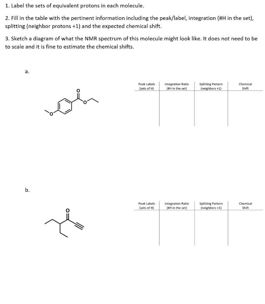Solved 1. Label the sets of equivalent protons in each | Chegg.com