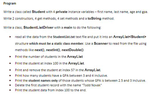 Solved Program Write a class called Student with 4 private | Chegg.com