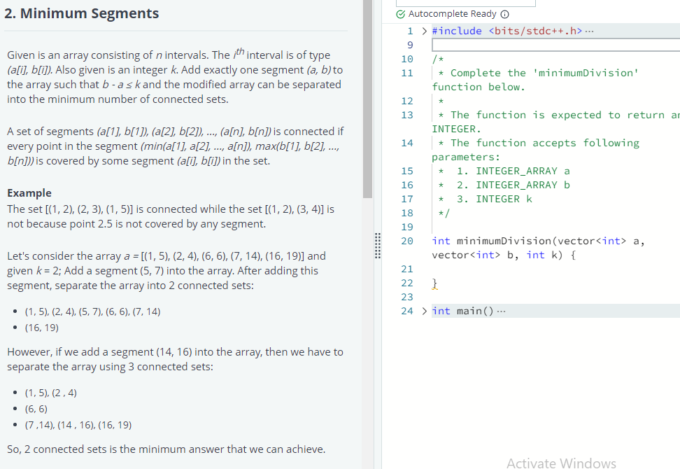 2. Minimum Segments Given is an array consisting of n | Chegg.com