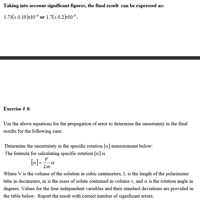 Solved Table 1. Error Propagation in Arithmetic Calculations | Chegg.com