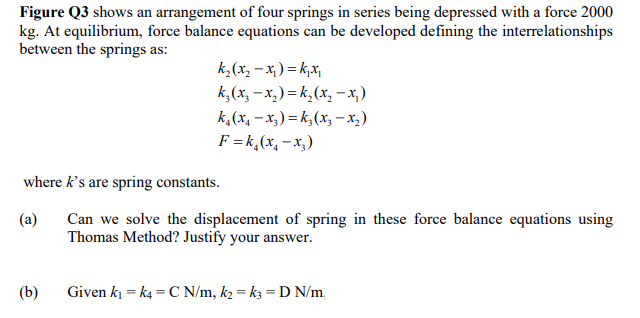 Solved Figure Q3 shows an arrangement of four springs in | Chegg.com