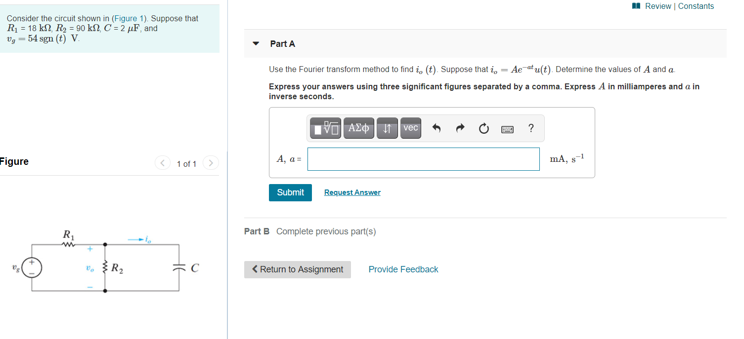 Solved A Review Constants Consider the circuit shown in | Chegg.com