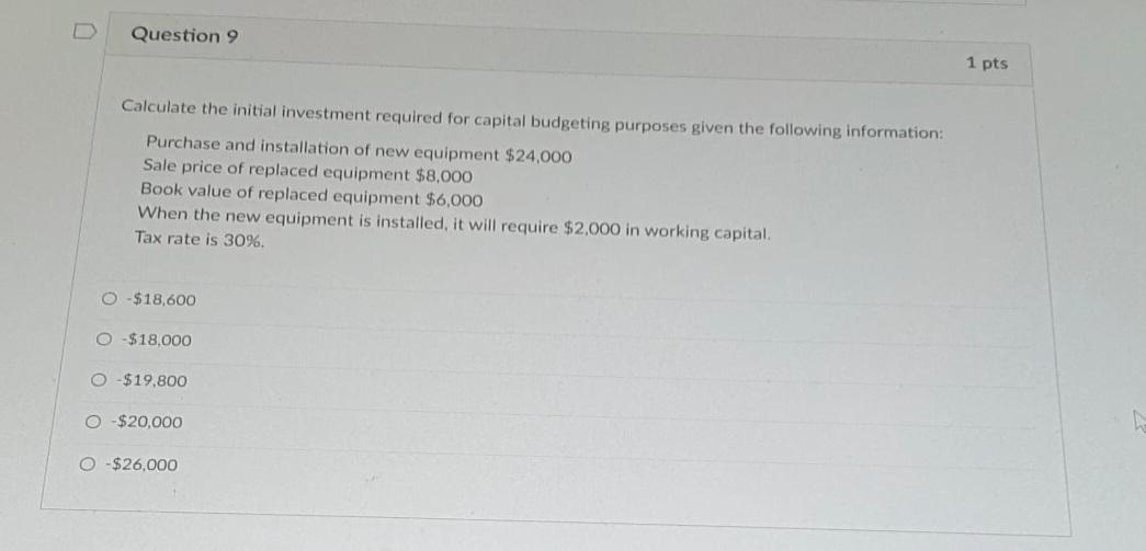 Solved Calculate the initial investment required for capital | Chegg.com