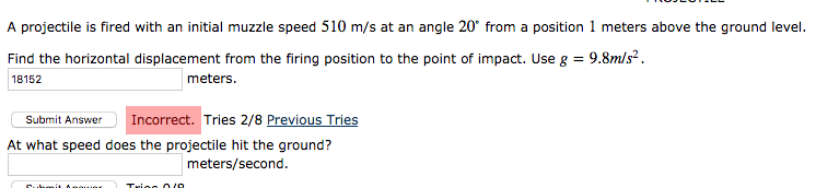 Solved A projectile is fired with an initial muzzle speed | Chegg.com